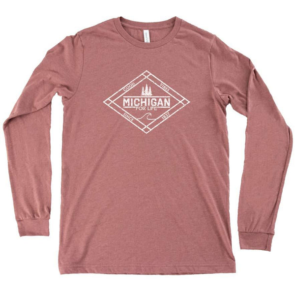 Michigan for Life long sleeve tee & crews at Michigan Vibes Store.